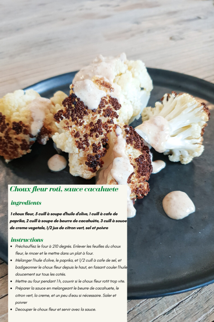 Choux fleur roti, sauce cacahuète - Caroline Mingard